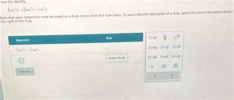 Solved Fove The Identity Csc2x 1 Sec2x Csc2xNote That Each Chegg Com