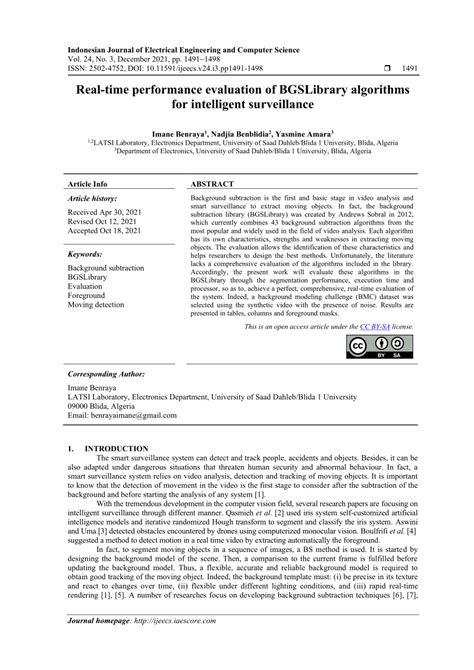 Pdf Real Time Performance Evaluation Of Bgslibrary Algorithms For