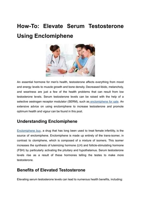 Ppt Pdf How To Elevate Serum Testosterone Using Enclomiphene