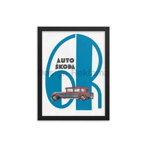 Auto Skoda Advertisement 1934 Framed Vintage Travel Poster