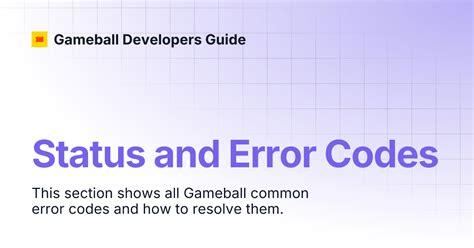 Status And Error Codes Gameball Developers Guide