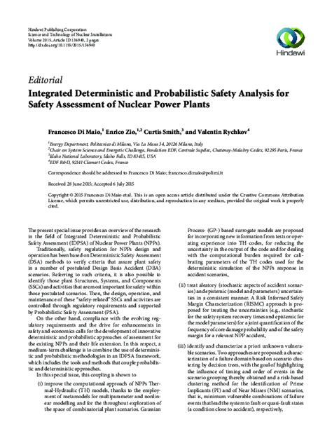 Pdf Integrated Deterministic And Probabilistic Safety Analysis For