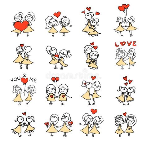 Hand Drawing Cartoon Happy Couple Wedding Stock Vector Illustration Of Celebration Married