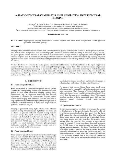Pdf A Spatio Spectral Camera For High Resolution Hyperspectral Imaging