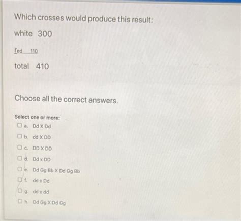 Which Crosses Would Produce This Result Red 110
