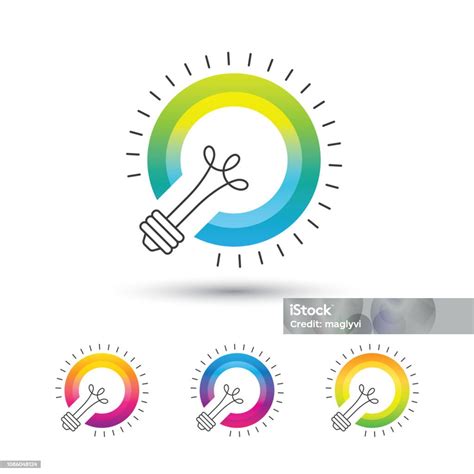 Bright Colorful Light Bulb Icon Set Stock Illustration Download Image