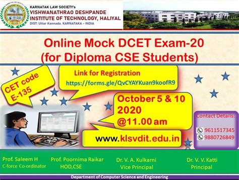 Cse Diploma Mock Test Kls Vishwanathrao Deshpande Institute Of Technology Haliyal