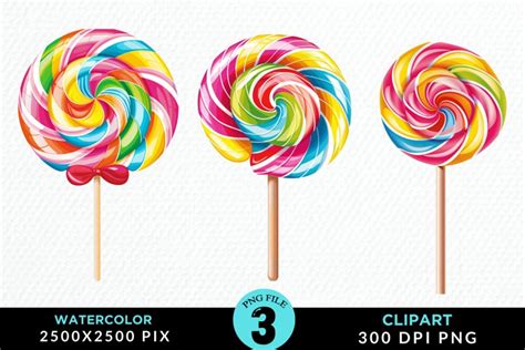 Cute Candy Lollipop Png Set Clipart