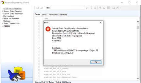 Unable To Reverse Engineer Existing Mysql Table Toad Data Modeler
