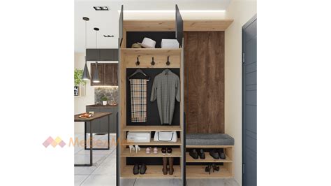 Портманто Хера дъб артисан с дъб натурал и карбон мат ️ ТОП Цена — МебелМаг