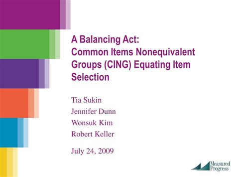 Ppt A Balancing Act Common Items Nonequivalent Groups Cing Equating Item Selection