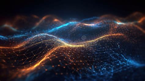 Abstract Digital Wave With Particles Network Connection Structure Futuristic Technology
