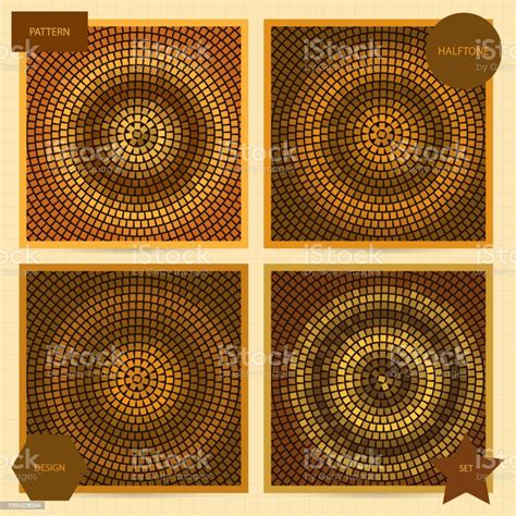 갈색 색상에서 하프톤 모자이크 패턴 평방 카드의 설정 전단지 카드 브로셔 커버 등에 대 한 벡터 비즈니스 템플릿 0명에 대한 스톡 벡터 아트 및 기타 이미지 Istock