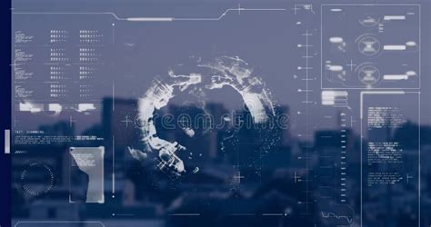 Animation Of Graphical Infographic Interface Screen With Rotating Glove