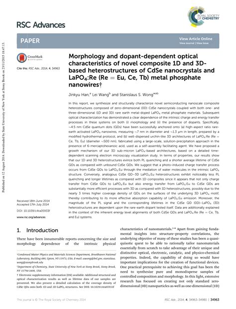 Pdf Morphology And Dopant Dependent Optical Characteristics Of Novel
