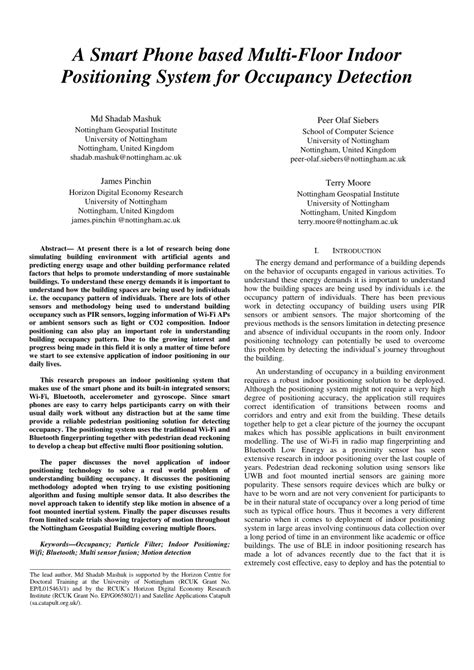 PDF A Smart Phone Based Multi Floor Indoor Positioning System For Occupancy Detection