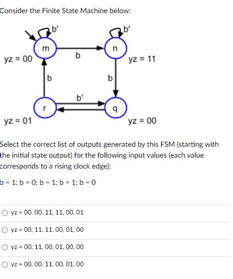 solved consider the finite state machine below select the