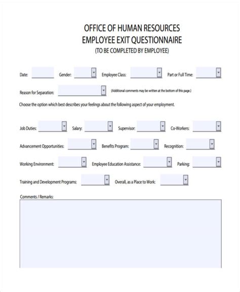 HR Questionnaire Examples To Download