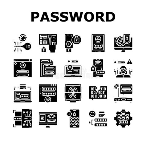 Password Protection Collection Icons Set Vector Illustration Stock