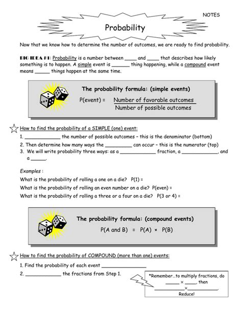 Probability Notes Simple Compound Events