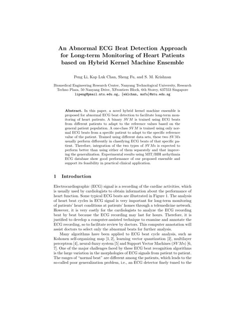 Pdf An Abnormal Ecg Beat Detection Approach For Long Term Monitoring