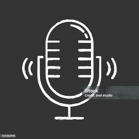 큰 소리로 마이크 분필 아이콘입니다 스테레오 마이크 녹음 사운드 아이디어 음성 녹음 프로세스 휴대용 무선 스피커 오디오 장비