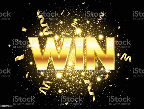 반짝이 반짝임과 떨어지는 색종이황금 텍스트를 승리 밝은 축하 배경 큰 승리 승자 팀 색종이 폭발 성공적인 챔피언 1위 벡터 일러스트레이션 승리 동작 활동에 대한 스톡 벡터