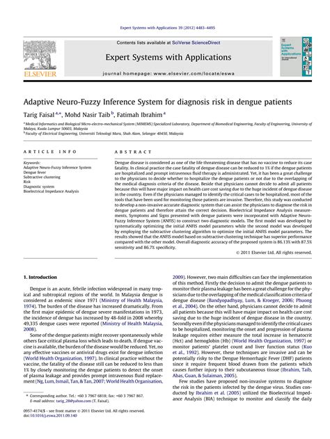 Solution 2012 136 Adaptive Neuro Fuzzy Inference System For Diagnosis Risk In Dengue Patients