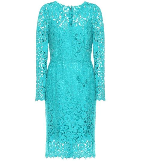 Cyan Blue Lace Dress By Dolce And Gabbana