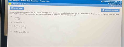 Solved Ged Ready® Mathematical Reasoning Anisley Perez ① Time