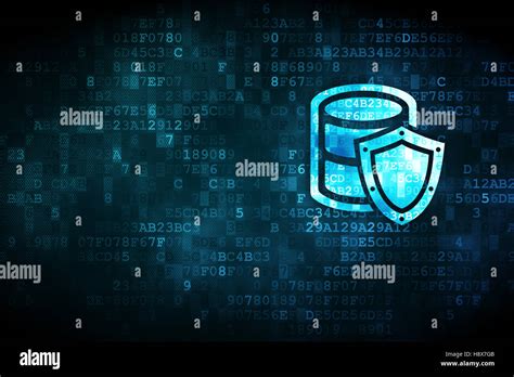 Software Concept Database With Shield On Digital Background Stock