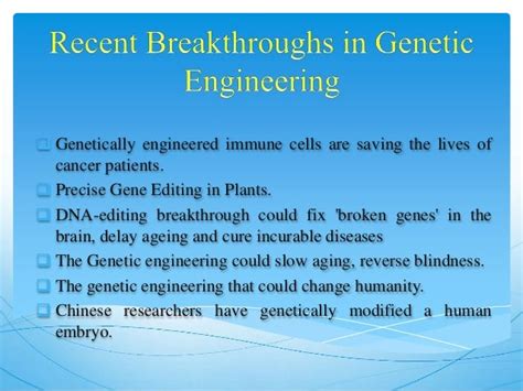 Recent Breakthroughs in Genetic Engineering