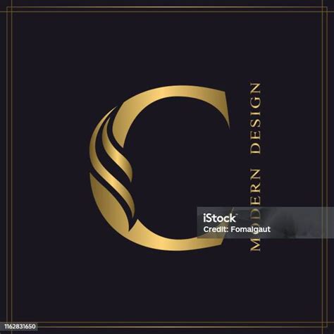 우아한 자본 편지 C 우아한 로얄 스타일 서예 아름다운 로고입니다 도서 디자인 브랜드 이름 명함 레스토랑 부티크 호텔 빈티지 골드 그린 엠블럼 벡터 일러스트레이션 알파벳 C