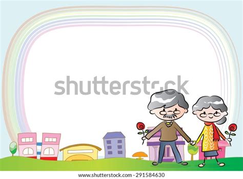 Old Couple Blank Border Stock Vector Royalty Free 291584630