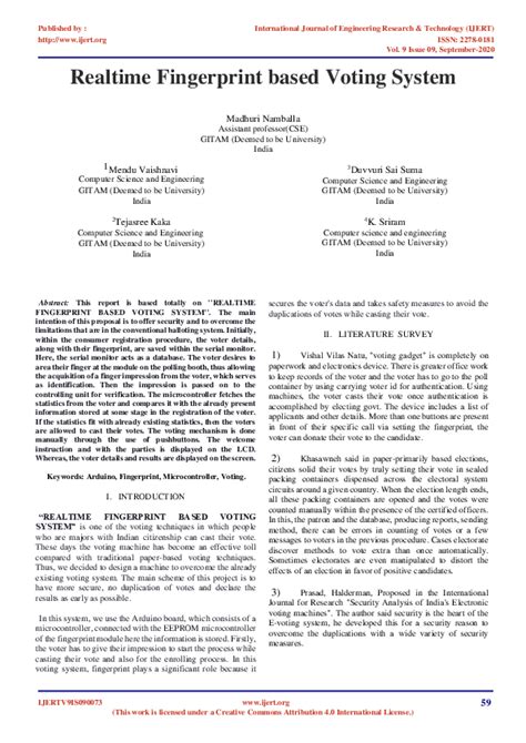 Pdf Realtime Fingerprint Based Voting System