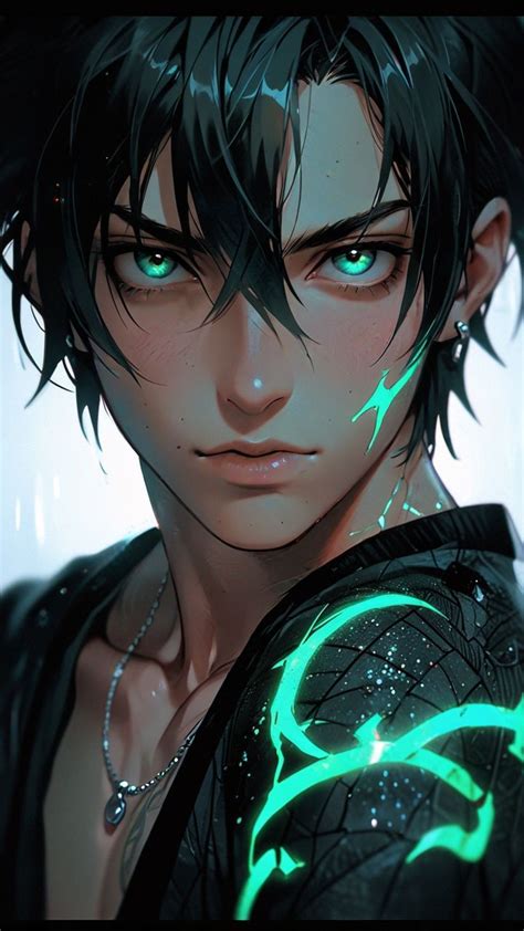 Anime Guy With Green Eyes Black Hair Green Eyes Male Green Eyes Oc