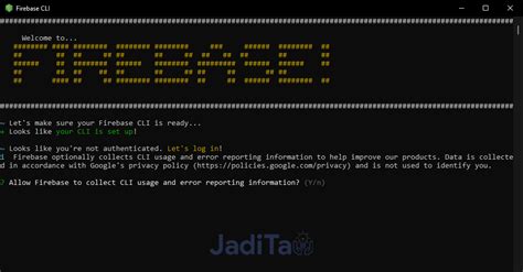 cara membuat website di firebase console lewat cli