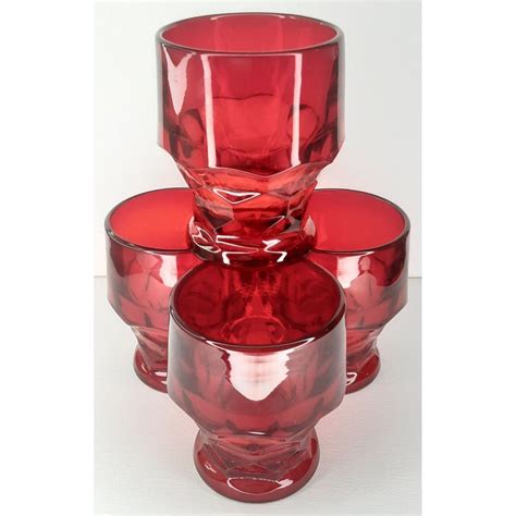 Fenton Glass Tumbler Georgian Ruby Set Of 4 1930s Etsy
