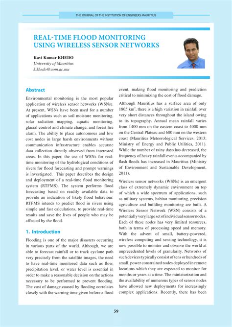 PDF Real Time Flood Monitoring Using Wireless Sensor Networks