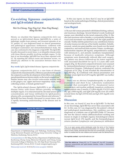 Pdf Co Existing Ligneous Conjunctivitis And Igg4 Related Disease