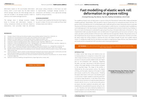Pdf Fast Modelling Of Elastic Work Roll Deformation In Groove Rolling