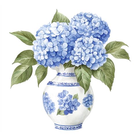 Blue Hydrangea Watercolor Clipart Pink White Blue Floral Hydrangea Png