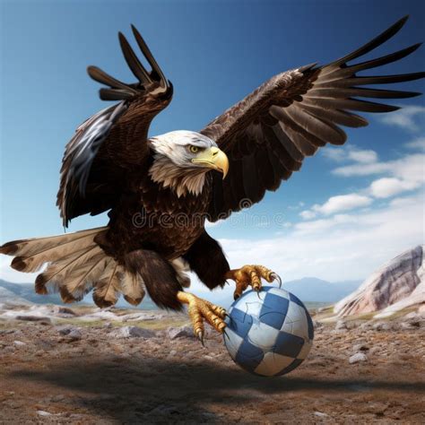 3d Super Realistic Eagle Chasing Ball Clipart Stock Illustration