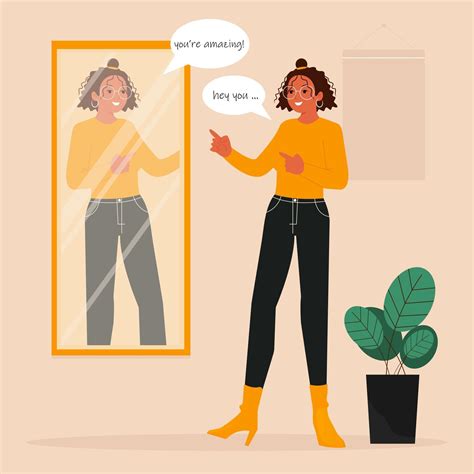 Girl Practicing Positive Self Talk For Self Care 2730162 Vector Art At
