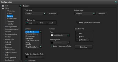 Dekonfiguration Java Editor