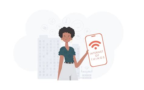Premium Vector Iot Concept A Woman Holds A Phone With The Iot Logo In Her Hands Vector