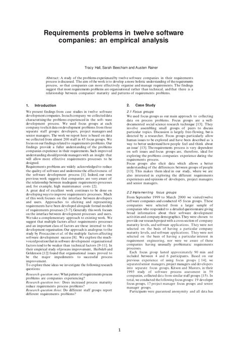 Pdf Requirements Problems In Twelve Software Companies An Empirical