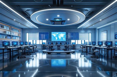 Modern Classroom Equipped With The Latest Technology And Screens Stock Image Image Of Empty