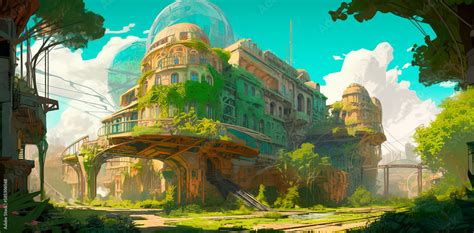 Concept Of Solarpunk City Ai Art Ilustração Do Stock Adobe Stock