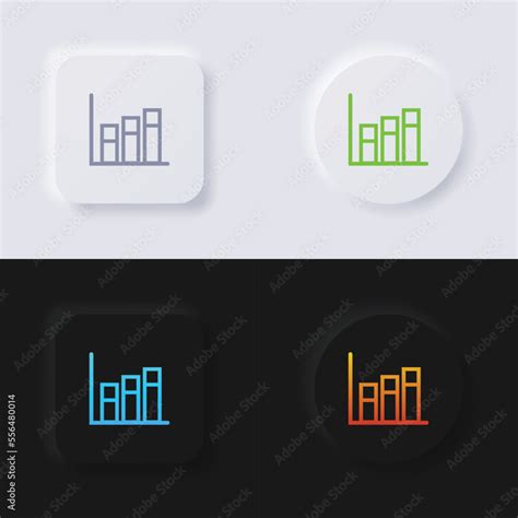 graph icon set multicolor neumorphism button soft ui design for web